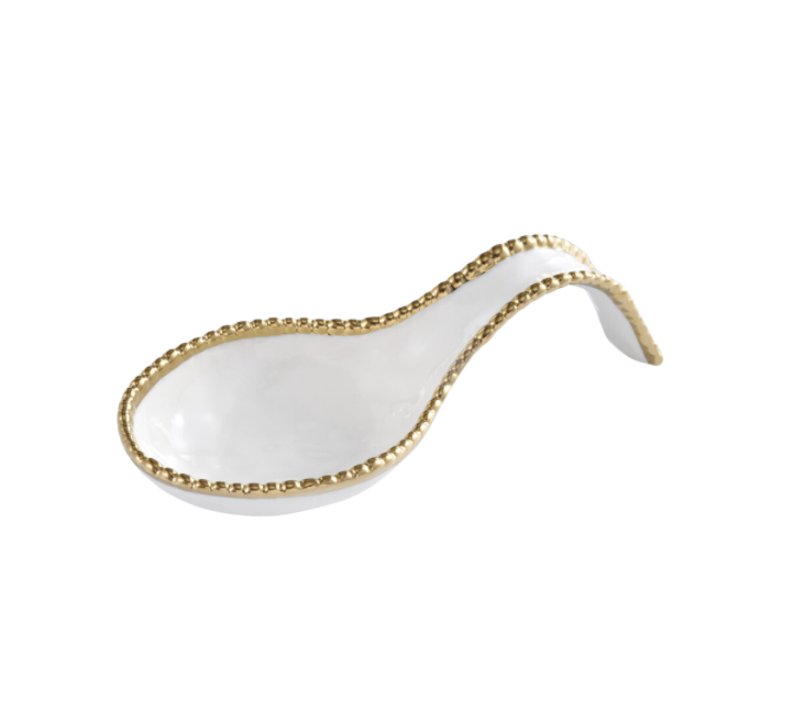 White and Gold Spoon Rest – Celebrate By Lisa Lou