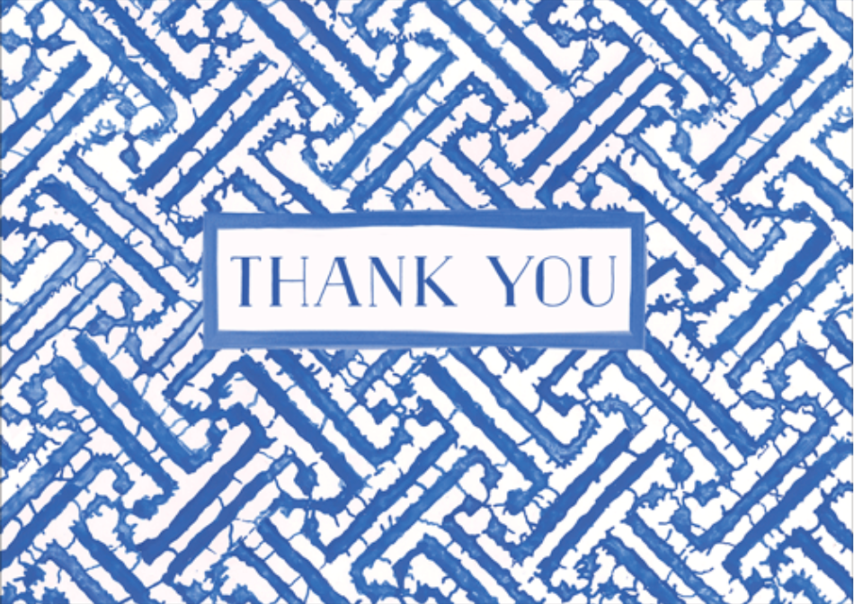 Fretwork Blue Thank You Notes – Celebrate By Lisa Lou