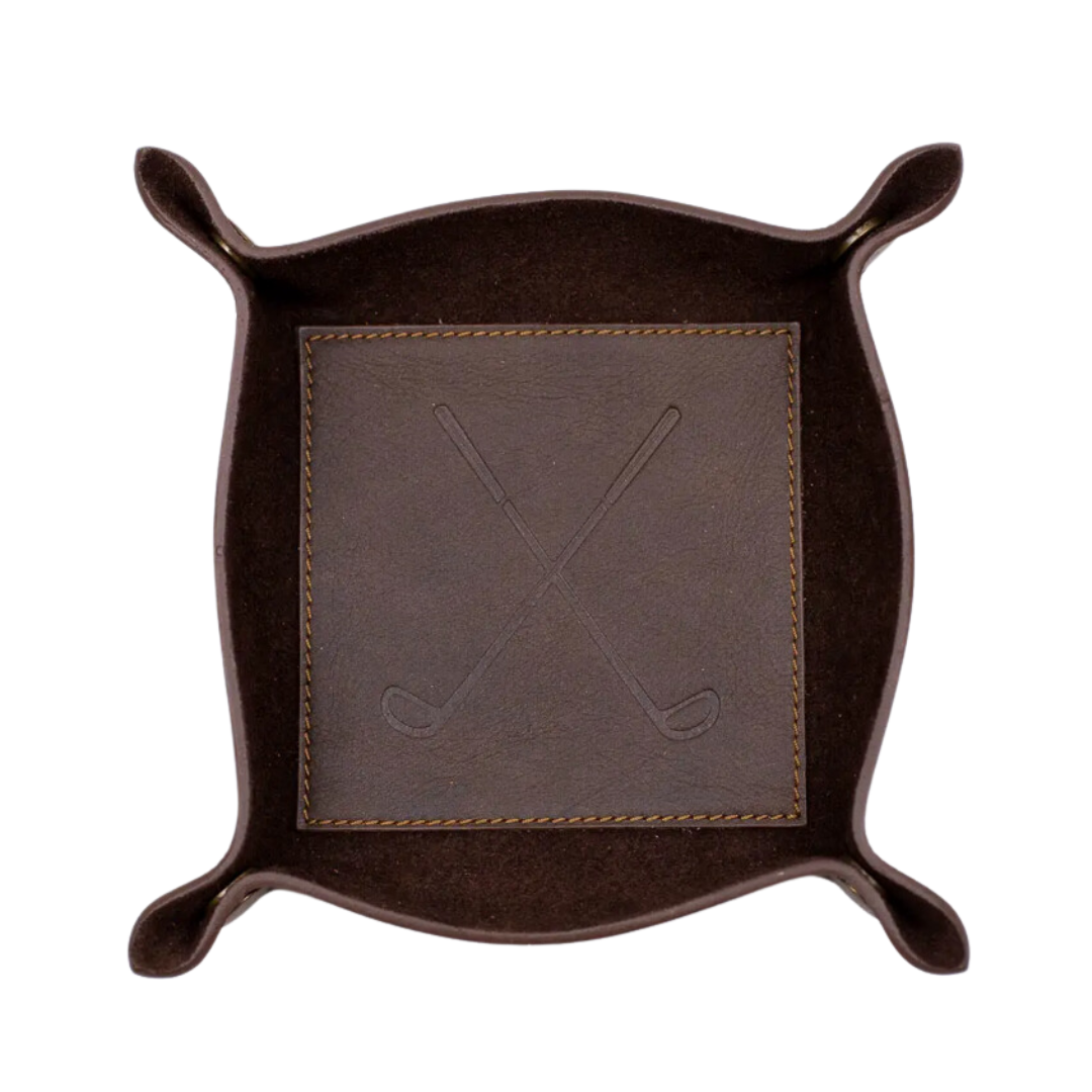 Golf Leather Embossed Valet Tray Dark Brown – Celebrate By Lisa Lou